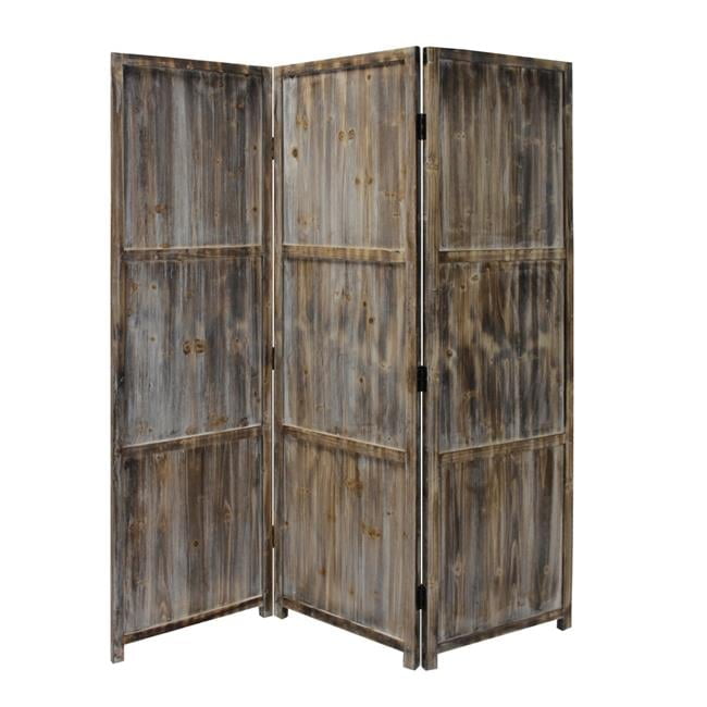 Brown 3 Panel Solid Wood Fortress Screen - Walmart.com