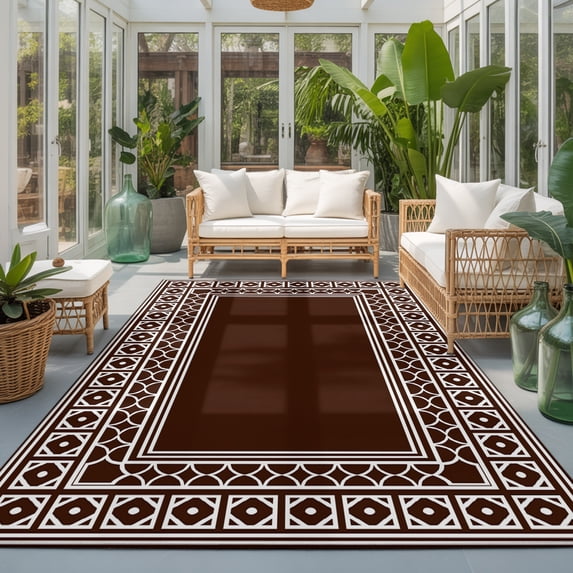 Brown 3'x5' Area Rugs Boho Diamond Pattern Border Rustic Southwestern ...