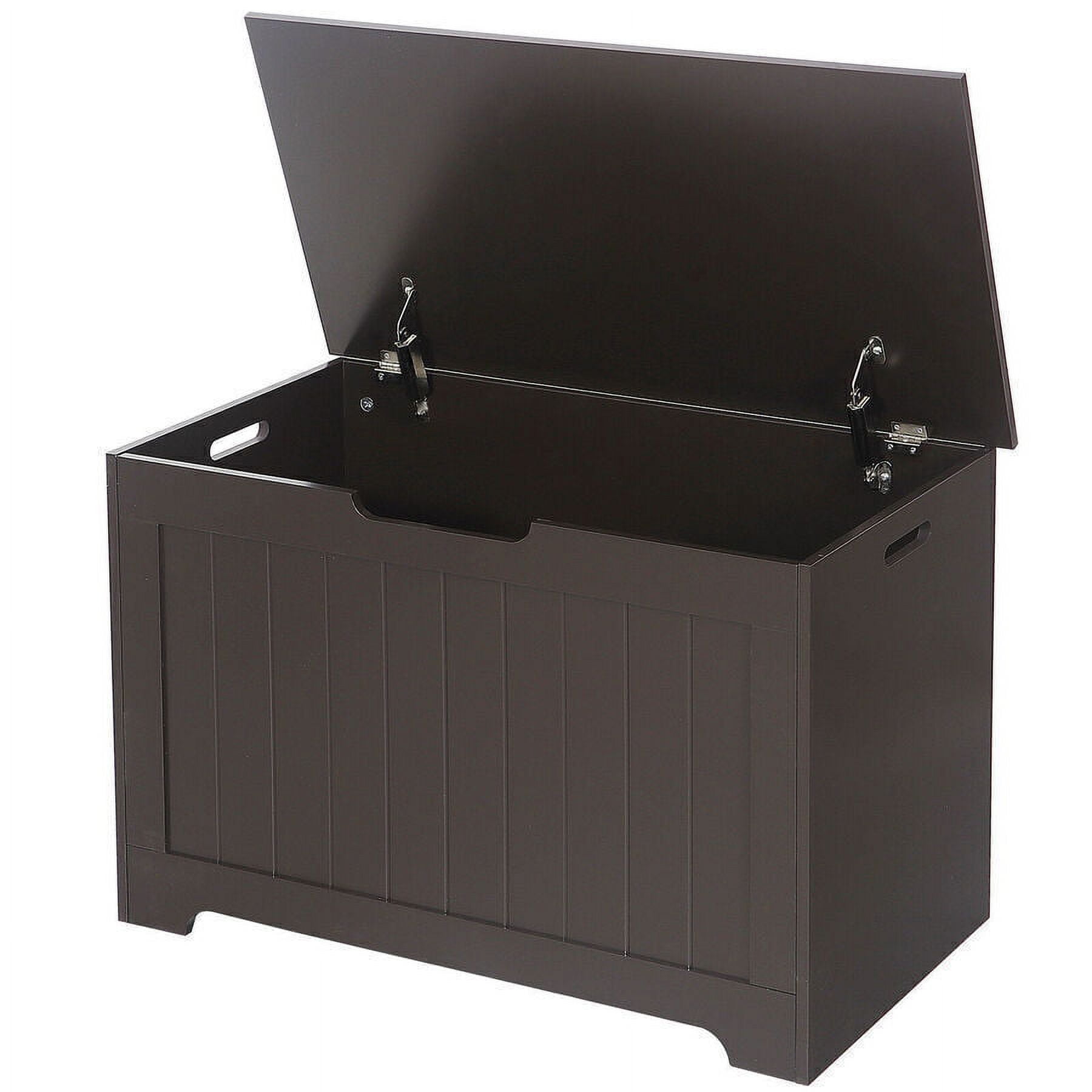 Brown 30'' Wooden Kid Toy Box Lift Top Storage Chest Organizer Safety ...