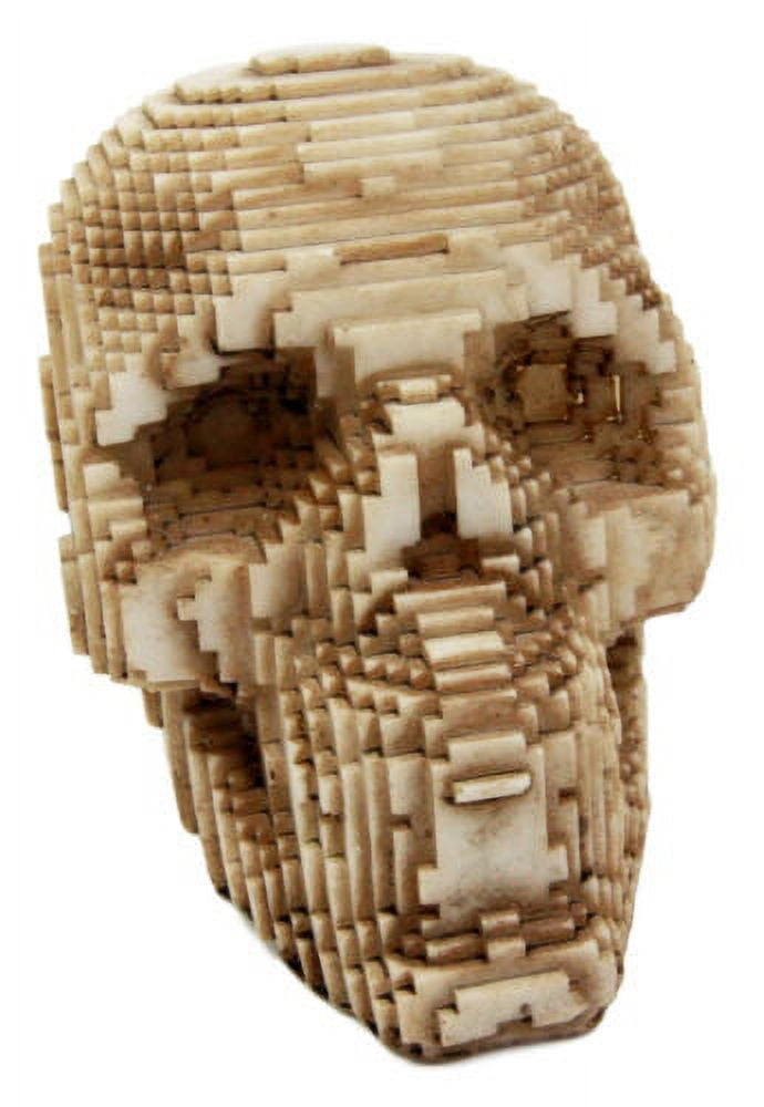 Brown 3D Pixel Skull Figurine 5"L Cubic Voxel Gamer Skull Skeleton ...