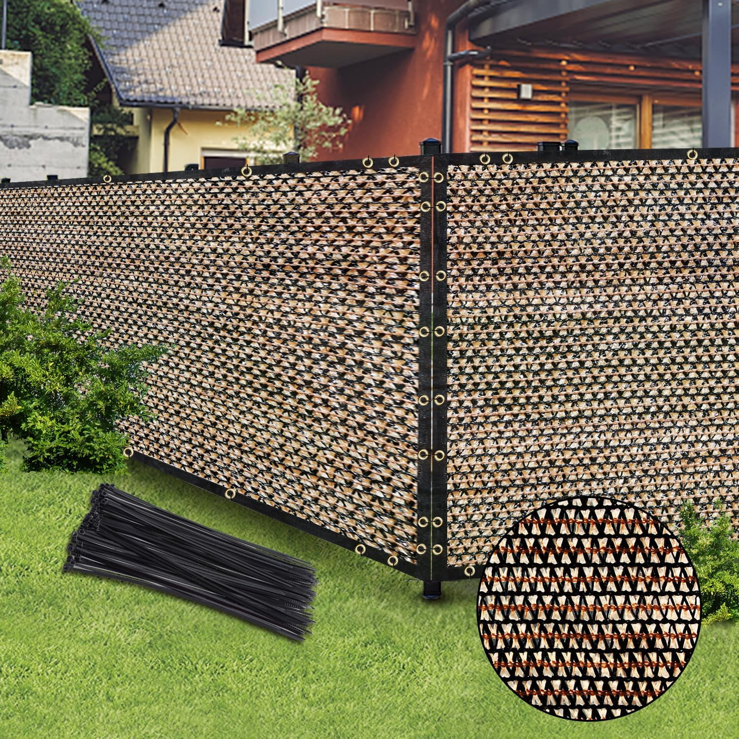 Brown 4ft X 50ft outdoor privacy screen fence and mesh sunshade net ...