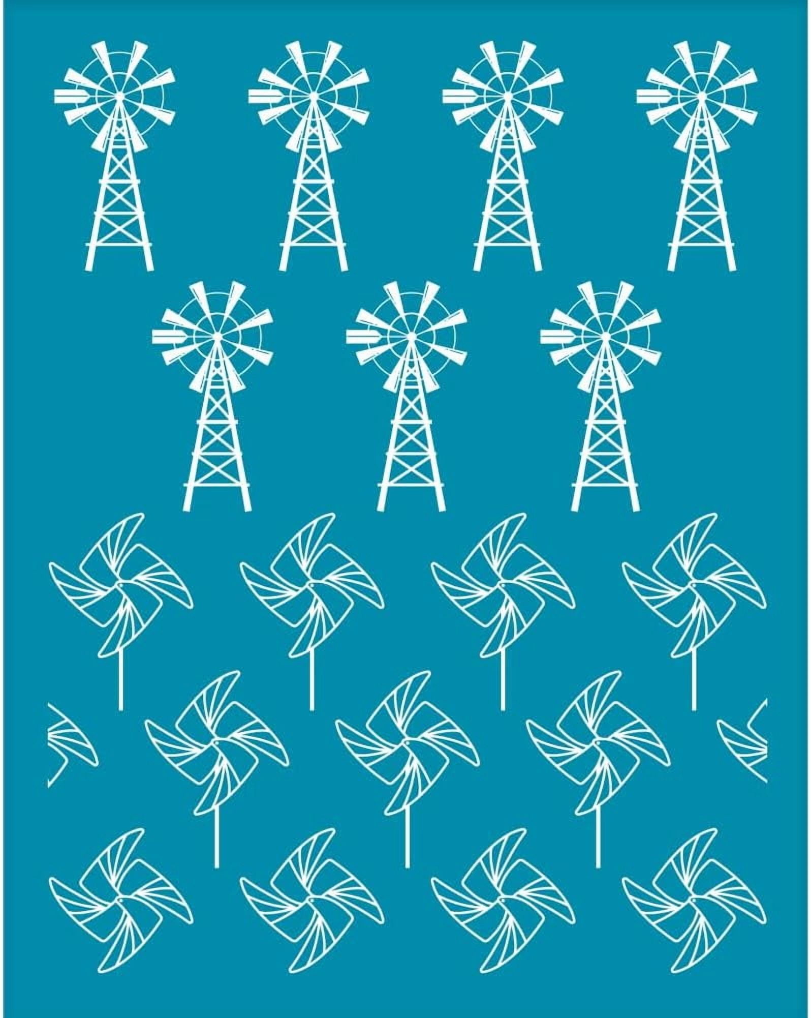 Brown 4x5 Inch Clay Stencils Windmill Pattern Silk Screen Printing ...
