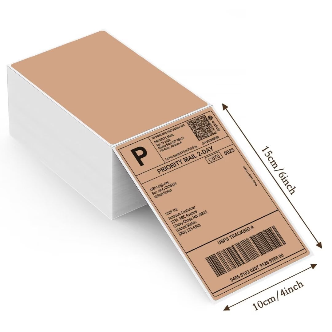Brown 4x6 Inch Direct Thermal Labels 500 Labelsstacks Fanfold Shipping Label Paper For