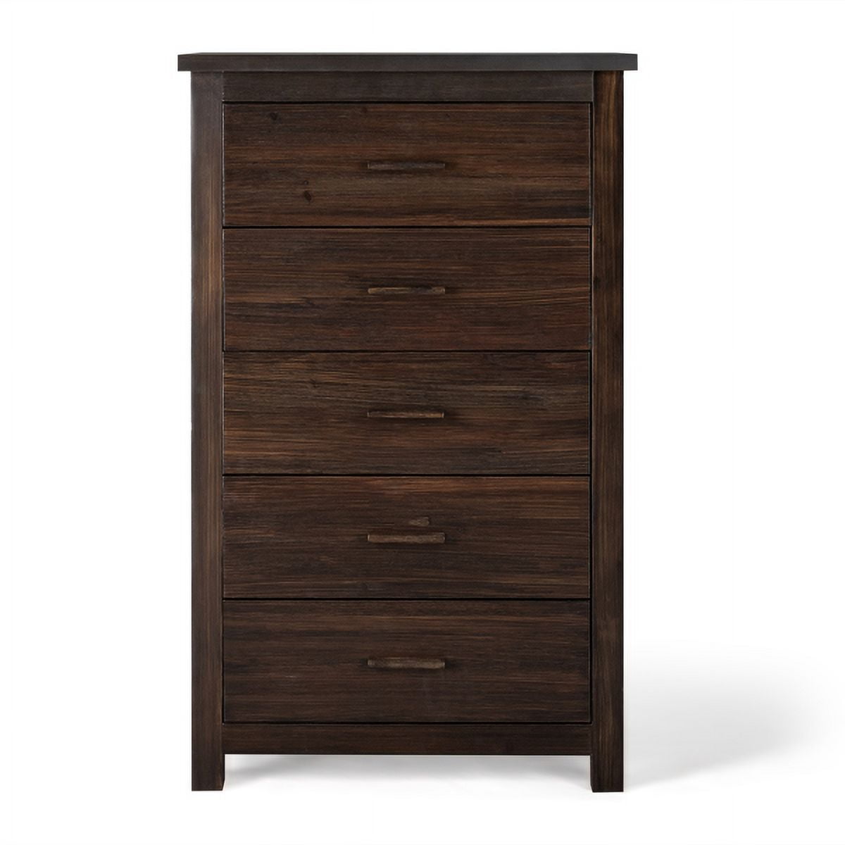 Brown 5-Drawer Vertical Chest of Drawers - MDF with Solid Wood Veneer ...