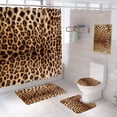 Brown 5pcs+ Wall Painting Leopard Print Bathroom Accessory Set ...