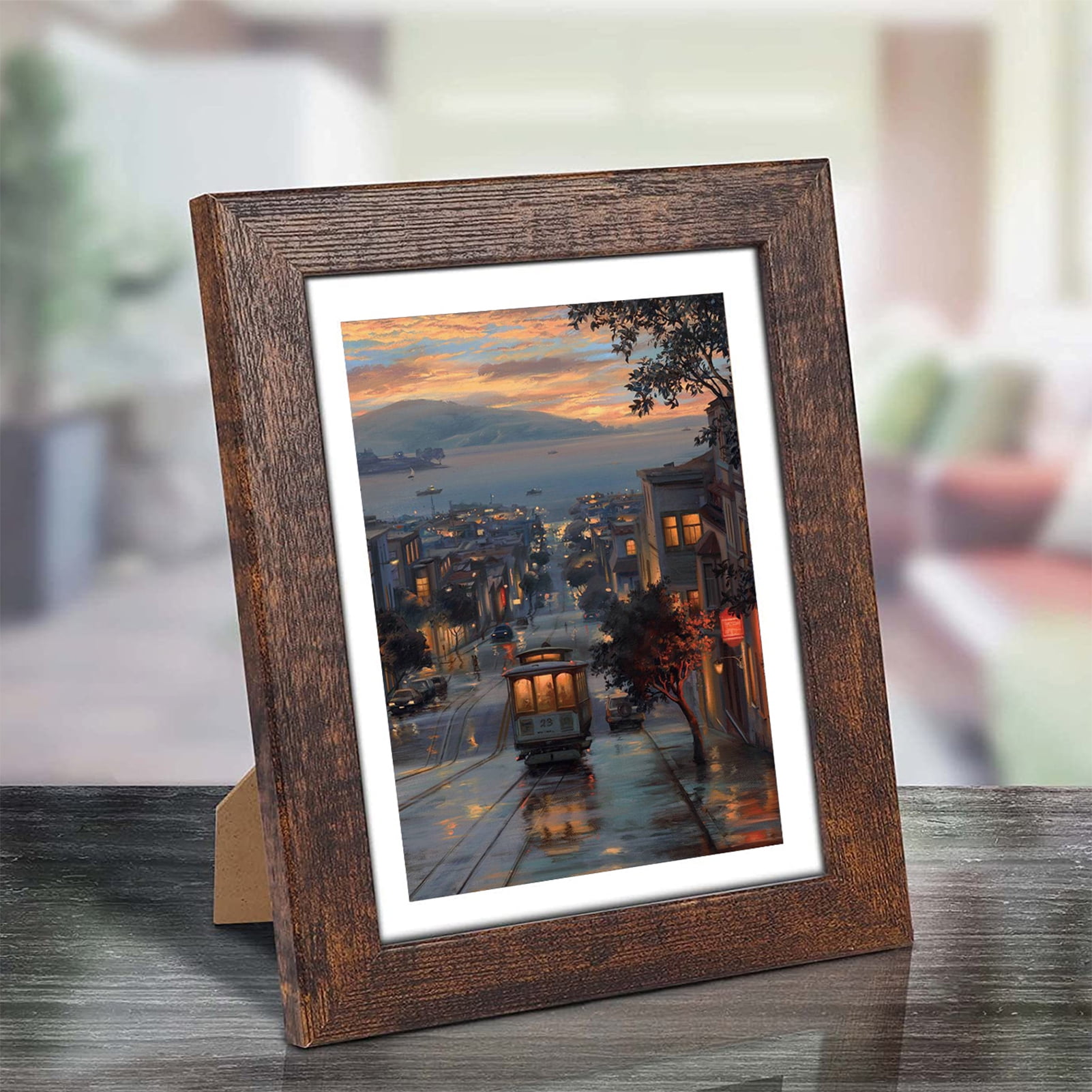 Weathered Wood 5x7 or 6x8 Rustic Photo Frame Set of 4 for Wall or ...