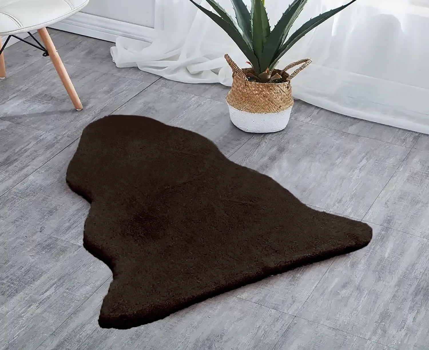 Brown 5x8 Feet Faux Rabbit Fur Fuzzy Soft Fluffy Plush Cozy Shaggy Area ...