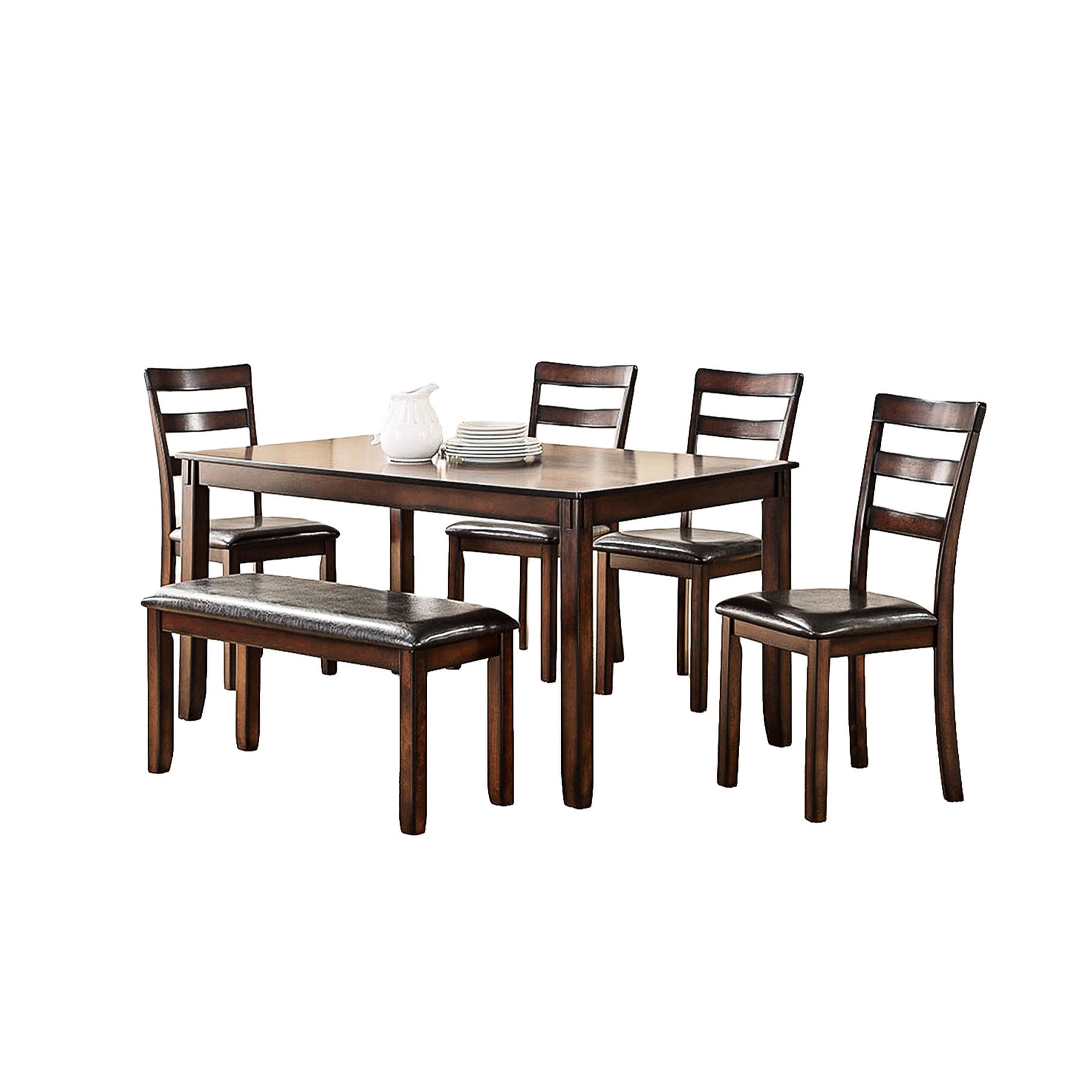 Brown 6-piece Dining Set with MDF and Rubber Wood - Durable and Stylish ...