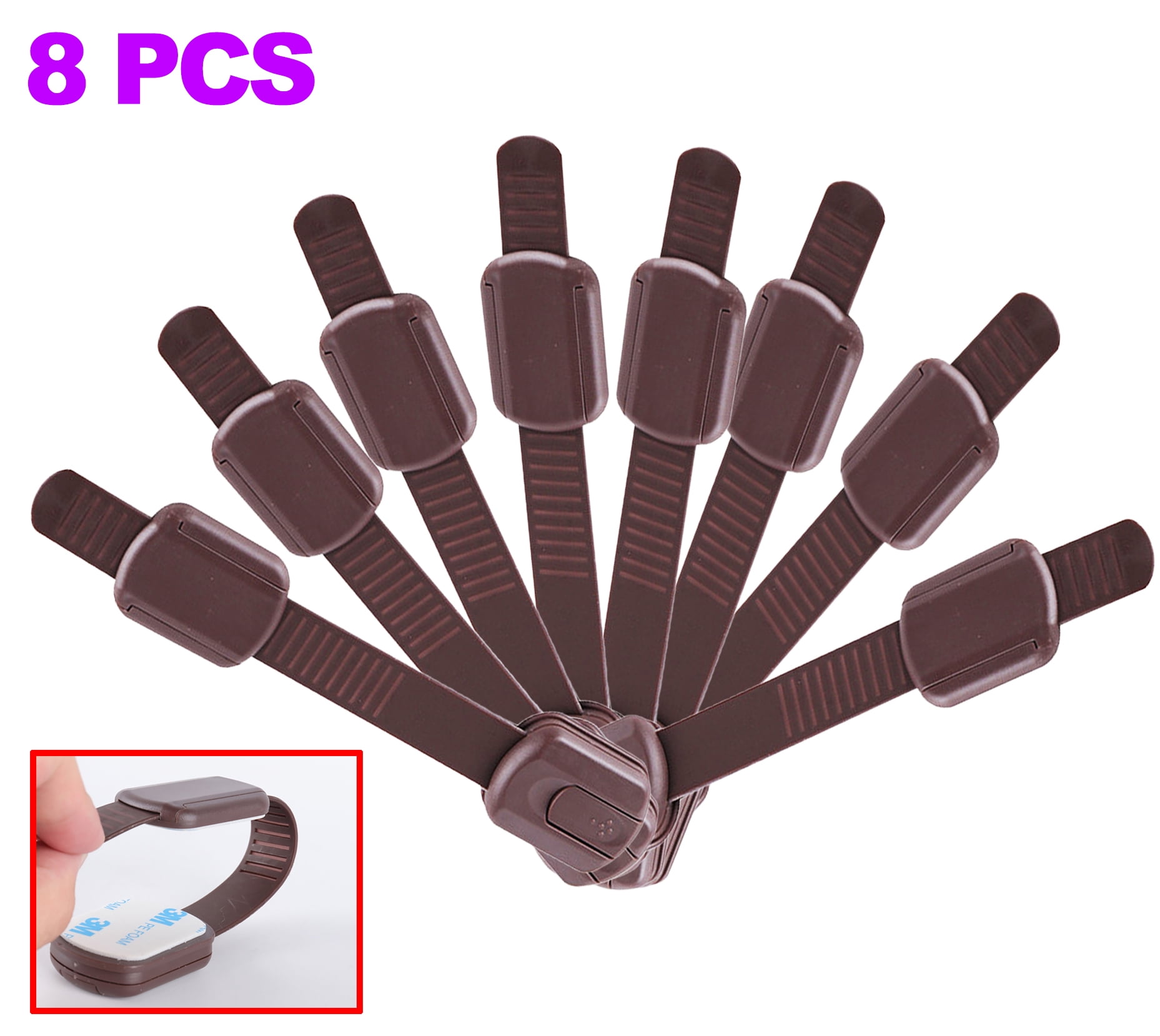 Brown 8 Pcs Baby Locks Child Safety Cabinet Proofing Door Latches Multi ...