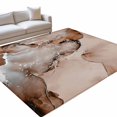 Brown Abstract Area Rugs 8x10ft Silver Marble Ripples Floor Rug Non ...