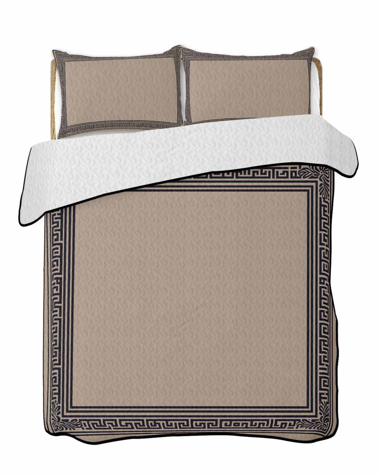 Brown Abstract Art Quilts Bedding Set Full Size Vintage Linen Black ...