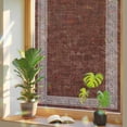 Brown Abstract Art Window Privacy Film, Vintage Linen Greek Key ...