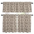 Brown Abstract Floral Kitchen Curtains Set for Windows, Country Vintage ...