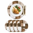 Brown Abstract Leather Placemats Set of 4, 12 Inch, Modern Rustic ...