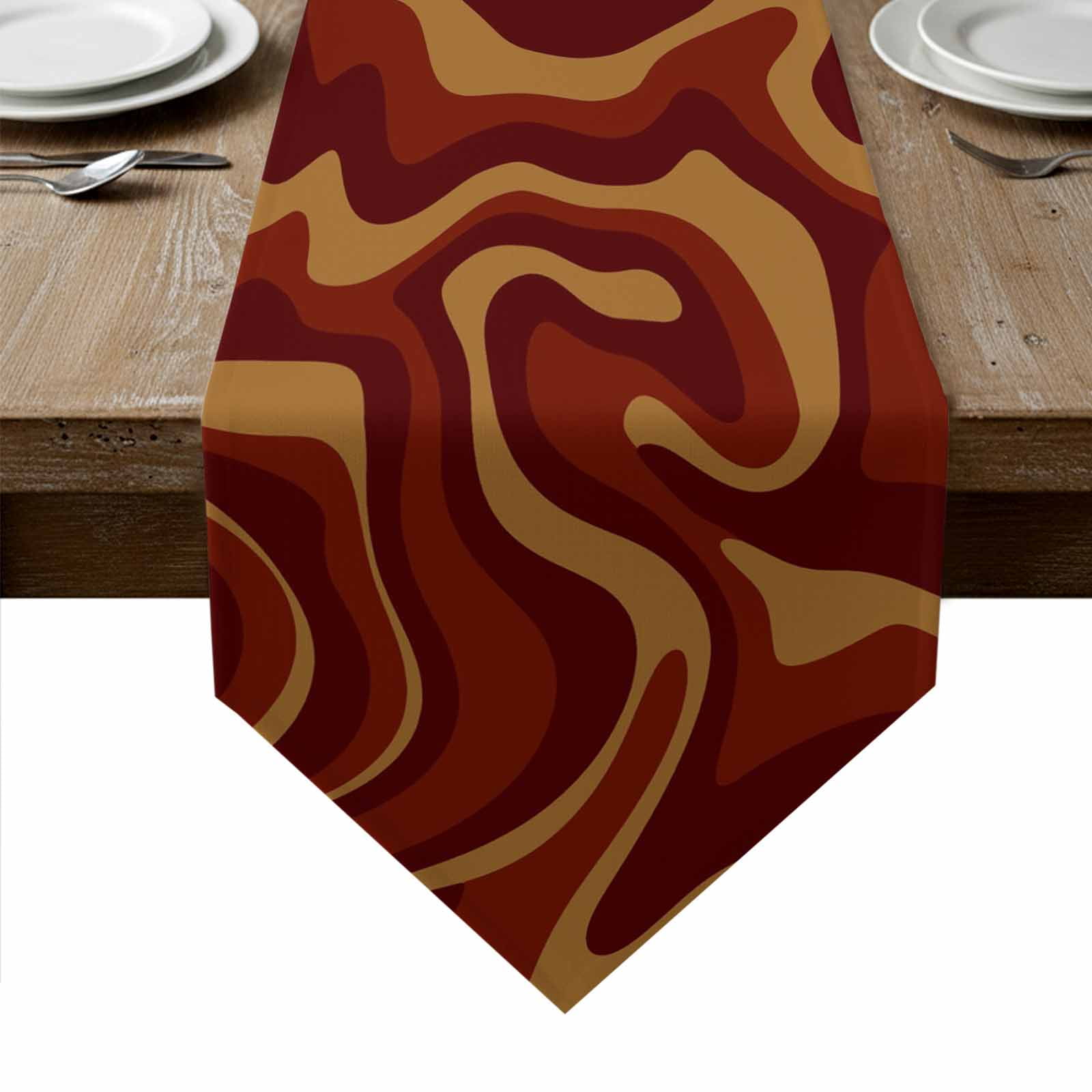 Brown Abstract Line Table Runner Linen Burlap Table Runner 48 Inches ...