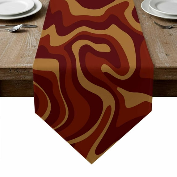 Brown Abstract Line Table Runner Linen Burlap Table Runner 70 Inches ...