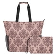 Brown Abstract Pattern on Pink Background Beach Bag Travel Tote Bag ...