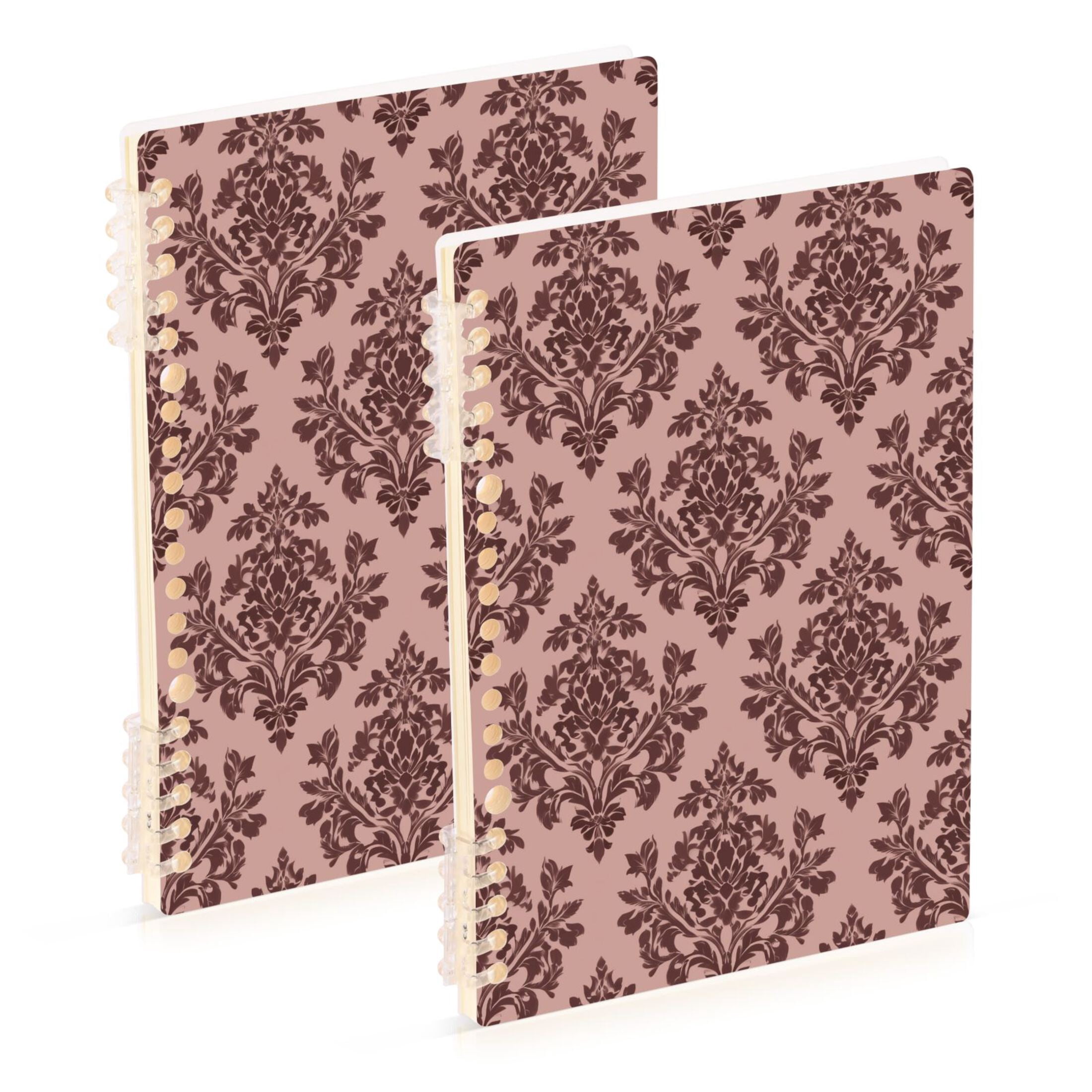 Brown Abstract Pattern on Pink Background Notebook Detachable Coil ...