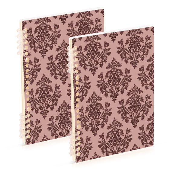 Brown Abstract Pattern on Pink Background Notebook Detachable Coil ...