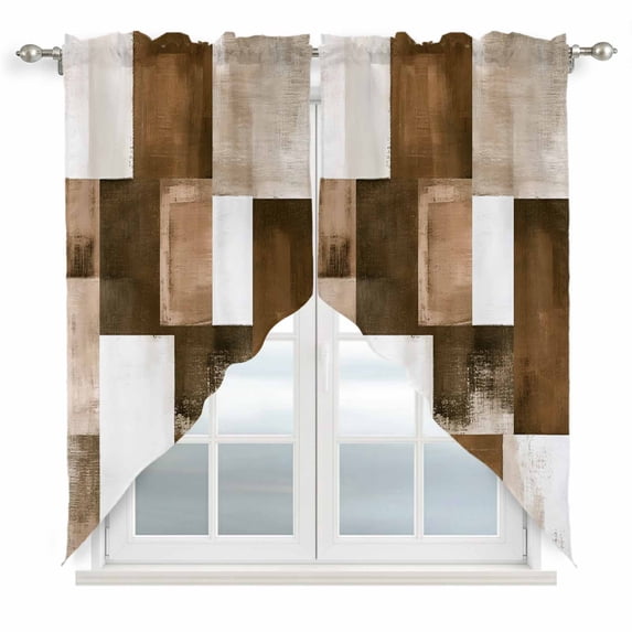 Brown Abstract Swag Valances for Windows 63 inches Long, Modern Rustic ...