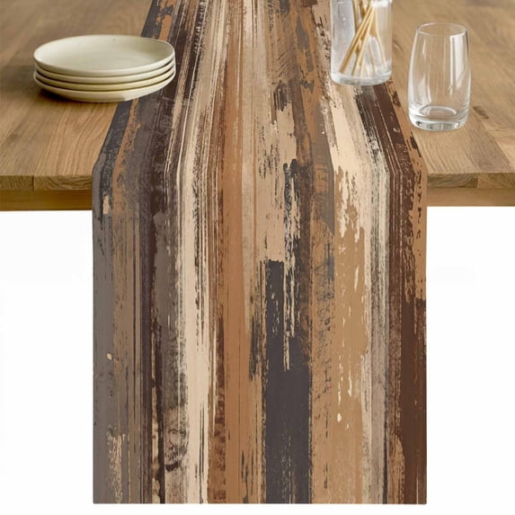 Brown Abstract Table Runner - 36 Inch Long Vintage Geometric Gradient ...
