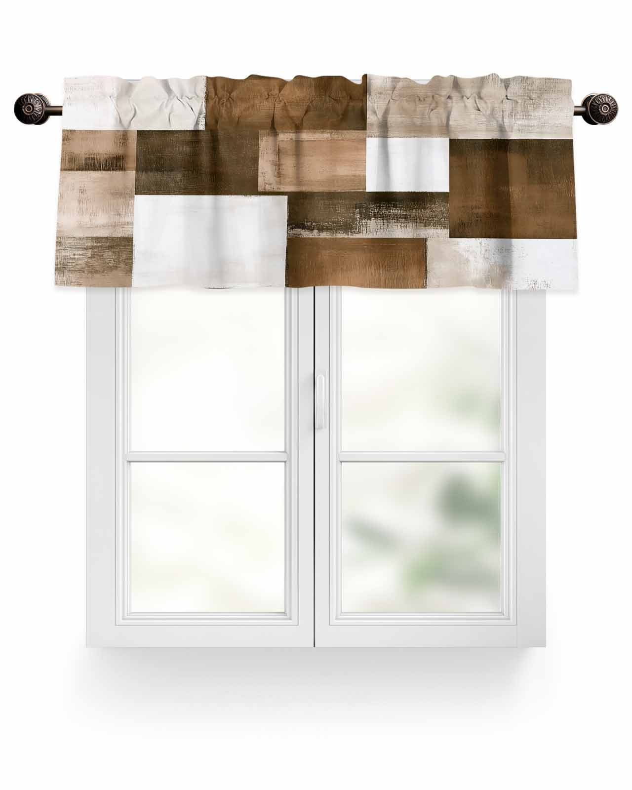 Brown Abstract Valances for Windows Modern Rustic Geometric Color Block ...