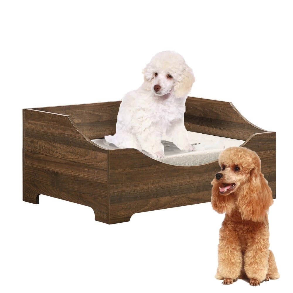 TenaoVilleux 36" Wide Modern Bolster-Style Pet Bed with Comfy Cushion ...