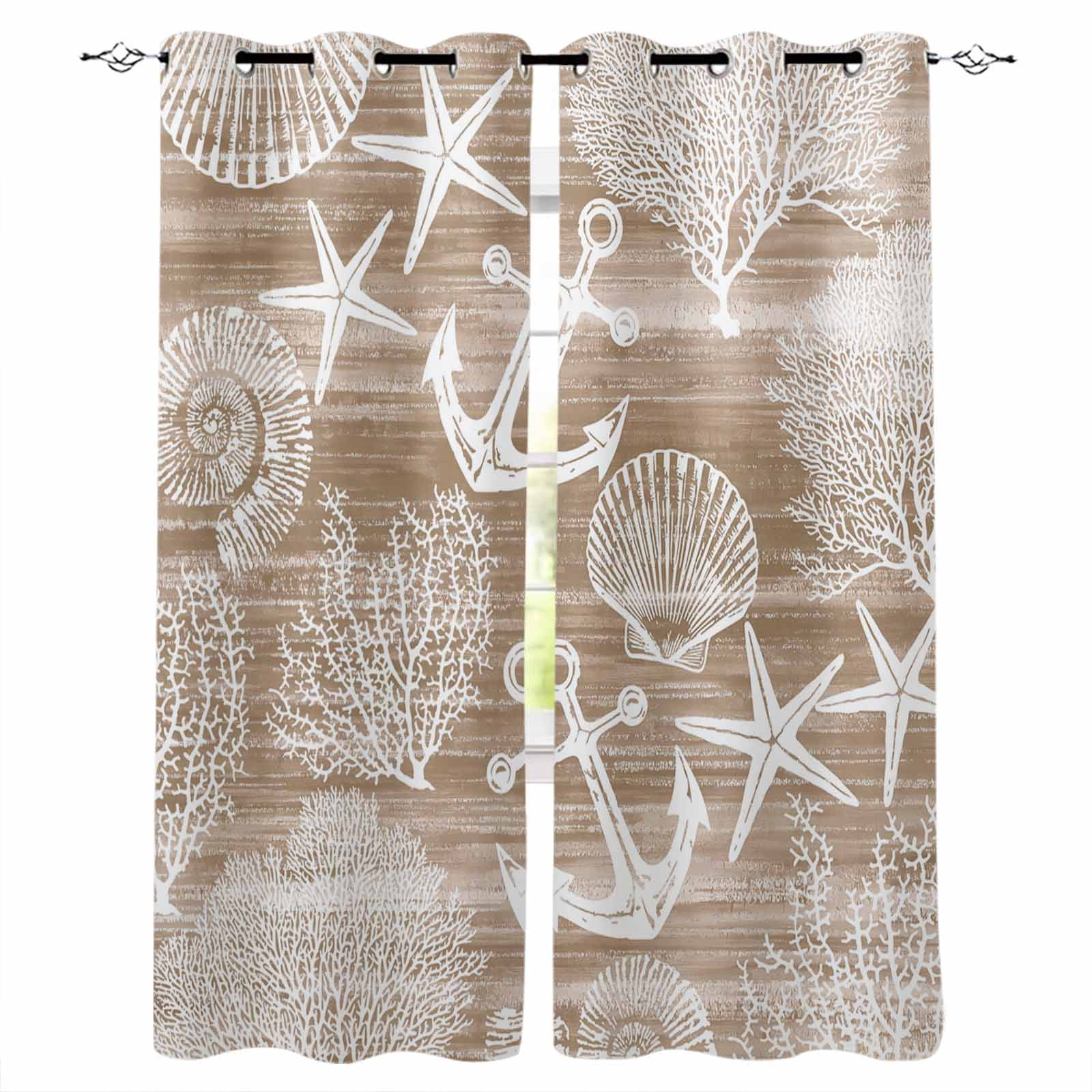Brown Anchor Nautical Blackout Curtains for Bedroom/Living Room ...