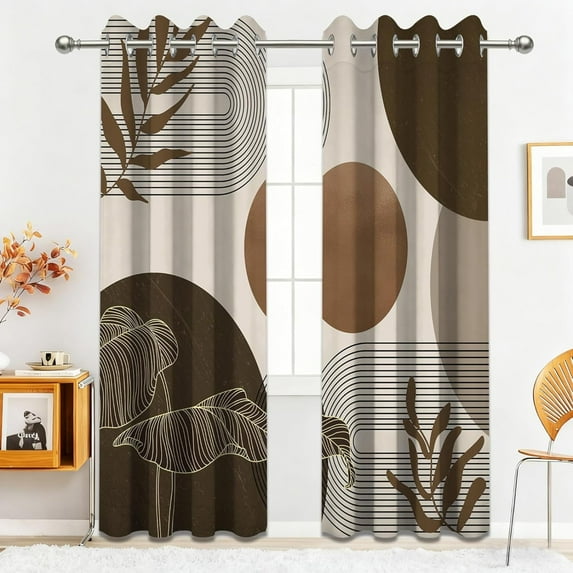 Brown And Beige Blackout Curtains, Light Brown Tan Taupe Boho Mid ...