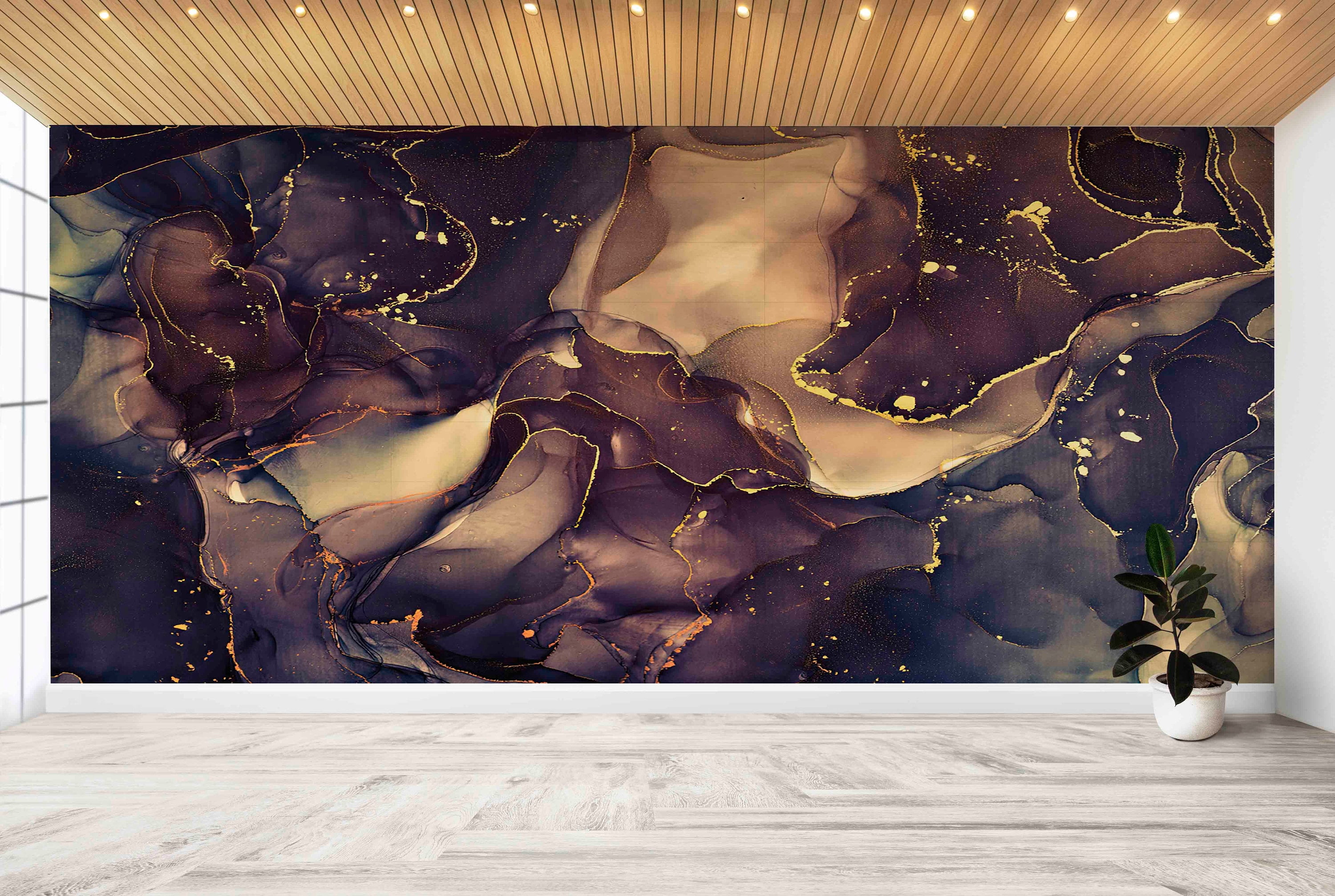 Brown And Gold Marble, Alcohol Ink Wallpaper, Paper Wall Art Bright ...