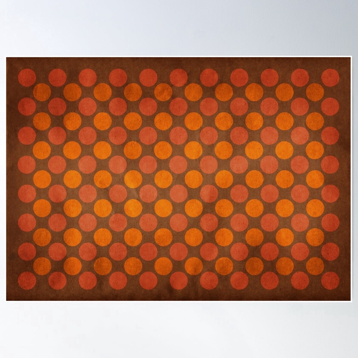 Brown And Orange Retro Circles Pattern Poster Wall Art Modern Wall ...