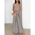 Brown And White Diagonal Stripe Spaghetti Strap Backless A-Line Flowy ...