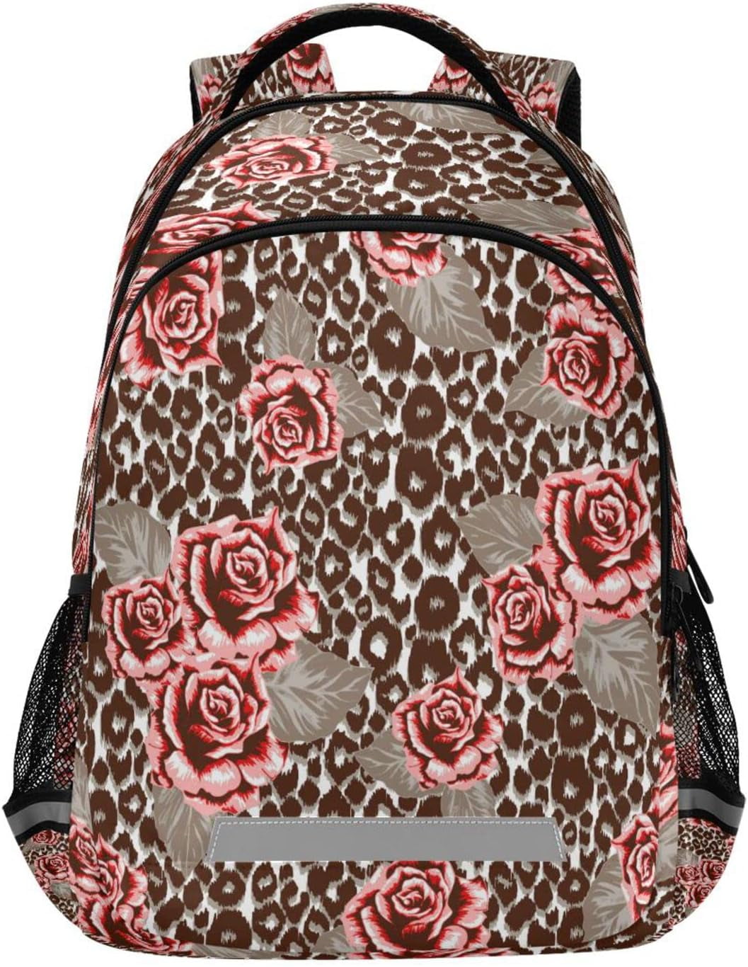 Brown Animal Leopard Print Kids Backpack for Boys Girls Roses Leo Spots ...