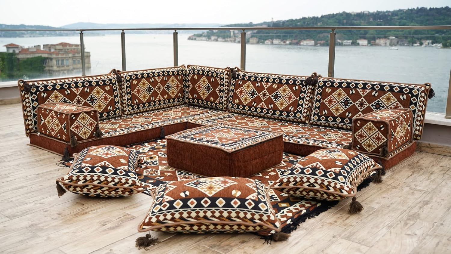 Brown Arabic Floor Sofa Set, Terrace Sofa, Moroccan Sofas, Turkish Sofa, Couch Bed, Convertible ...