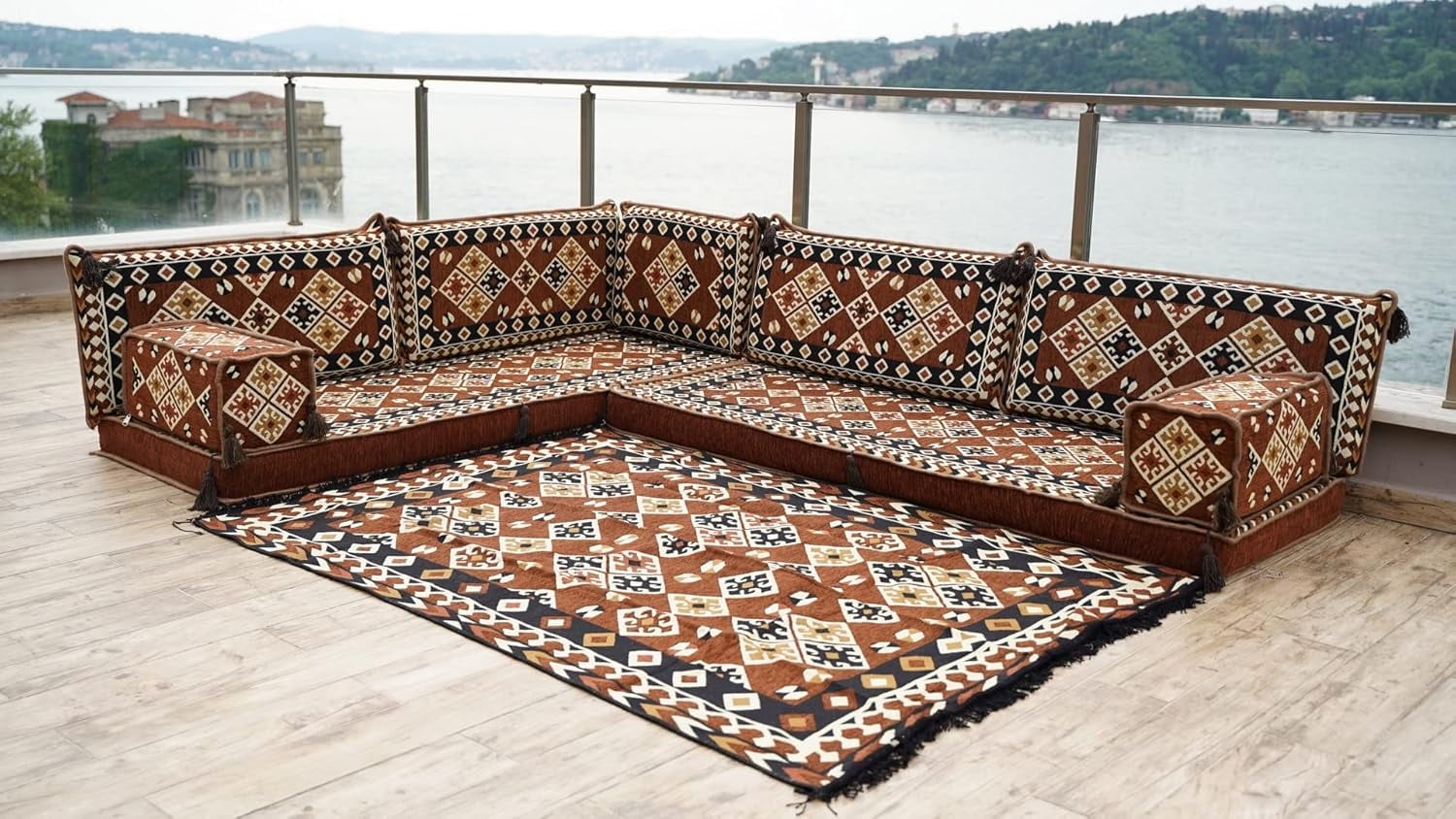 Brown Arabic Floor Sofa Set, Terrace Sofa, Moroccan Sofas, Turkish Sofa, Couch Bed, Convertible ...