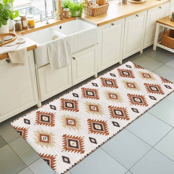 Brown Aztec Ethnic Art Rectangle Rug 2'x6' Abstract Geometric Color ...