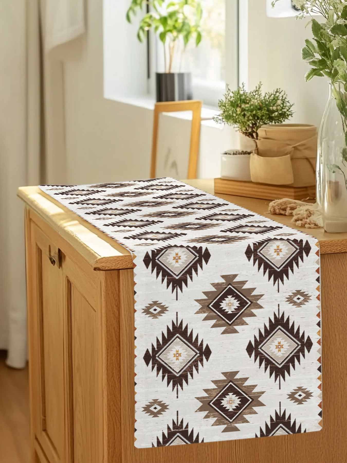 Brown Aztec Ethnic Style Table Runner 36 Inches Long,Kitchen Dining ...
