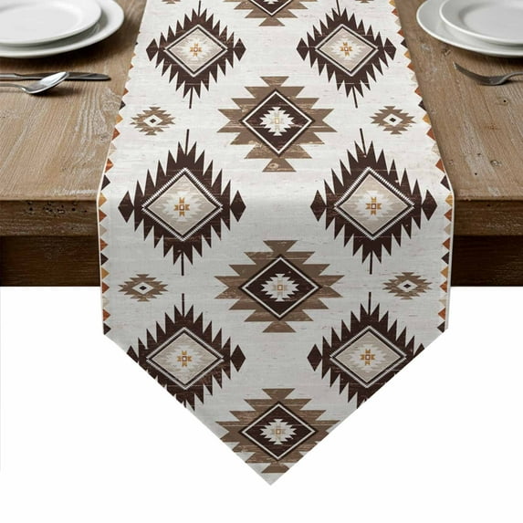 Brown Aztec Table Runner Linen Burlap Table Runner 36 Inches Small ...