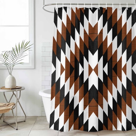 Brown Aztec Waterproof Fabric Shower Curtain,Black White Southwest ...