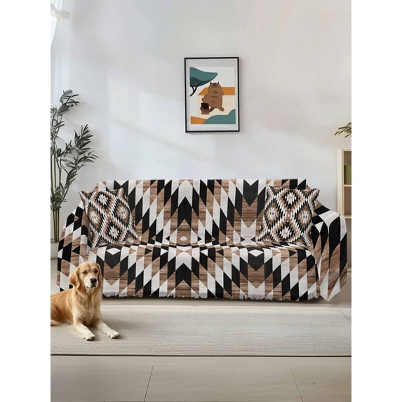 Brown Aztecs Couch Cover for Dogs, Abstract Southwest Geometric Vintage ...