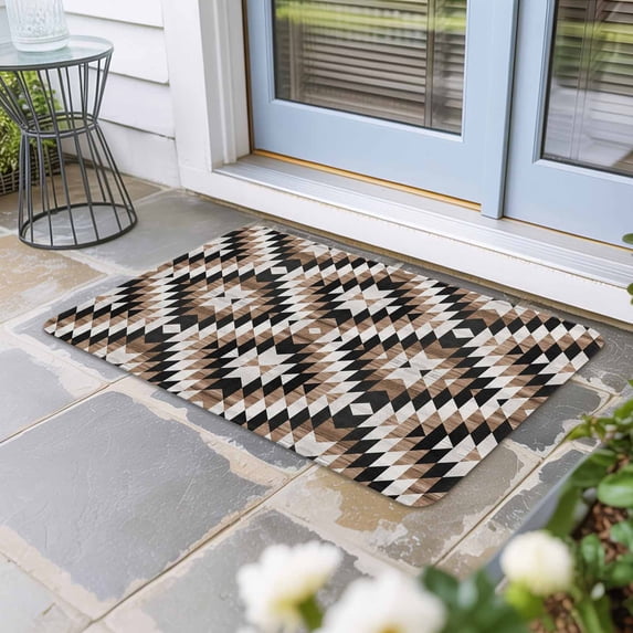 Brown Aztecs Door Mat Indoor Outdoor,Abstract Southwest Geometric ...