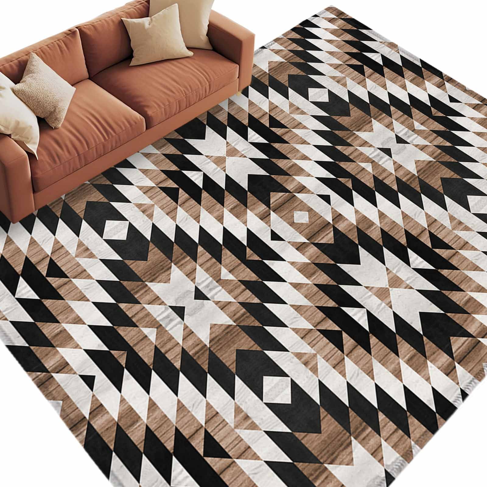 Brown Aztecs Large Area Rugs for Bedroom Living Room, Non Slip Carpet ...