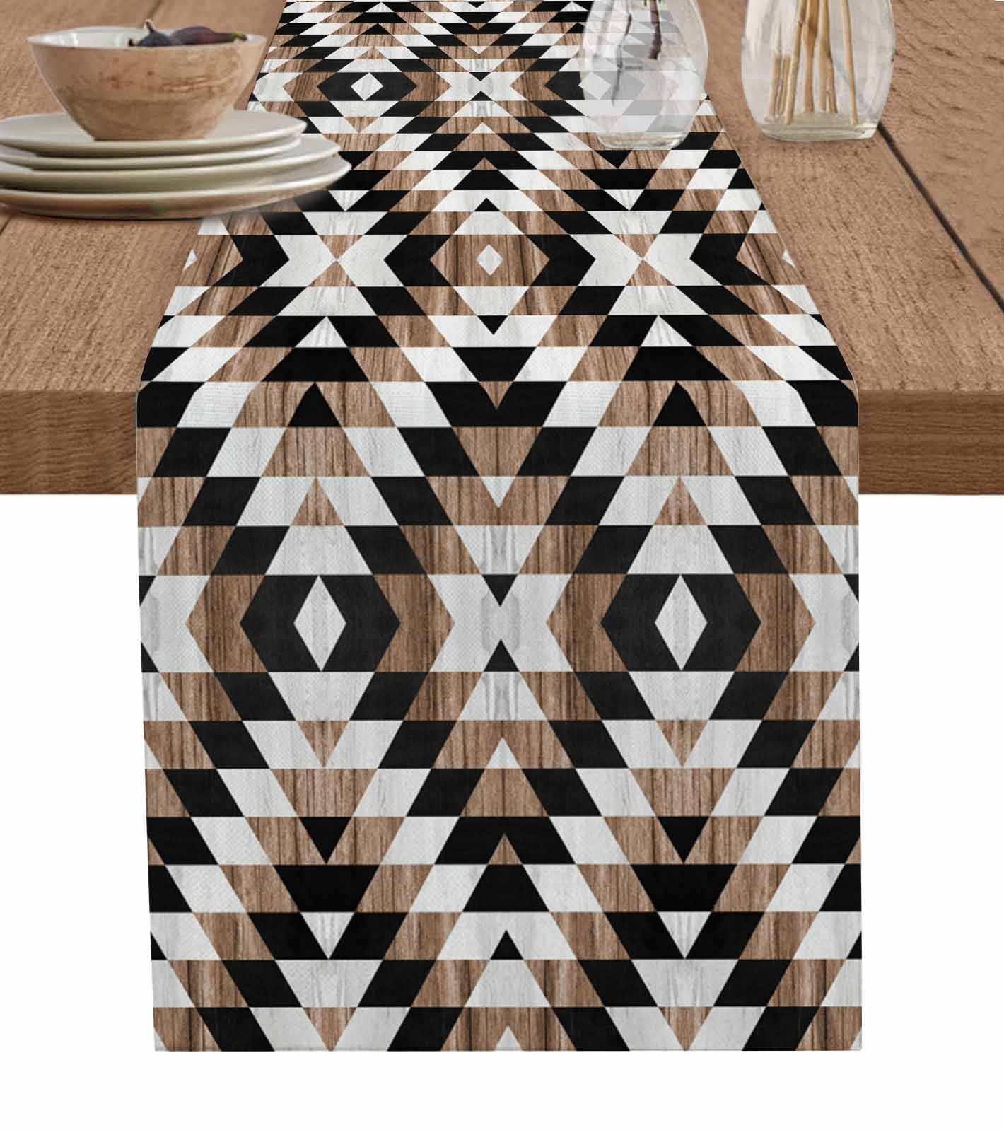 Brown Aztecs Table Runner Abstract Southwest Geometric Vintage Tribal ...