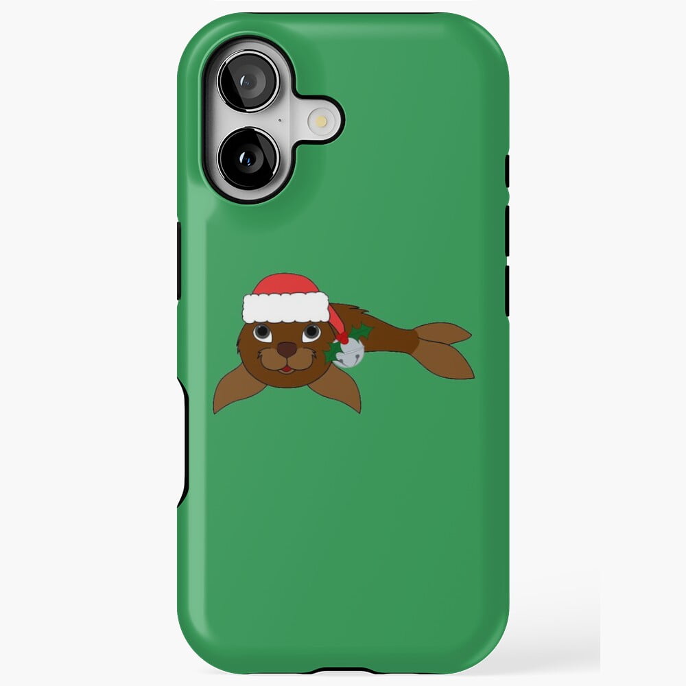 Brown Baby Seal Holly Silver Bell Phone Case with iPhone 17 to 11 Pro ...