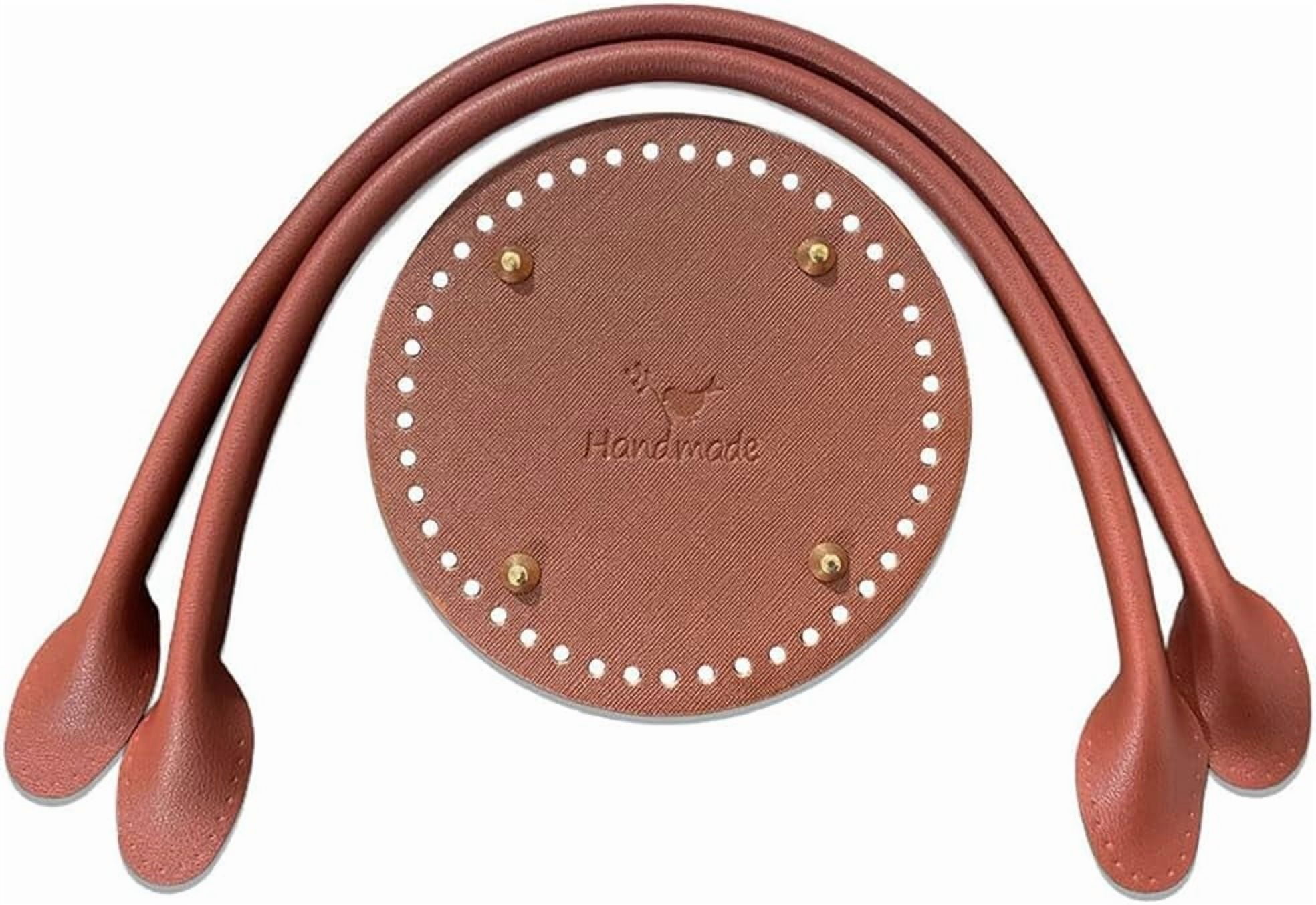 Brown Bag Handle Replacement Pu Leather Knitting Round Bag Base Bottom ...