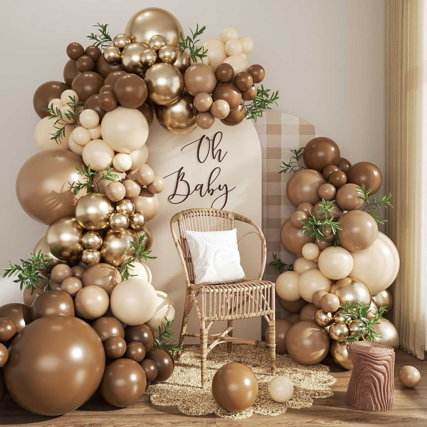 Brown Balloon Arch Kit, 124Pcs Brown Nude Beige Gold Balloons for Bear ...