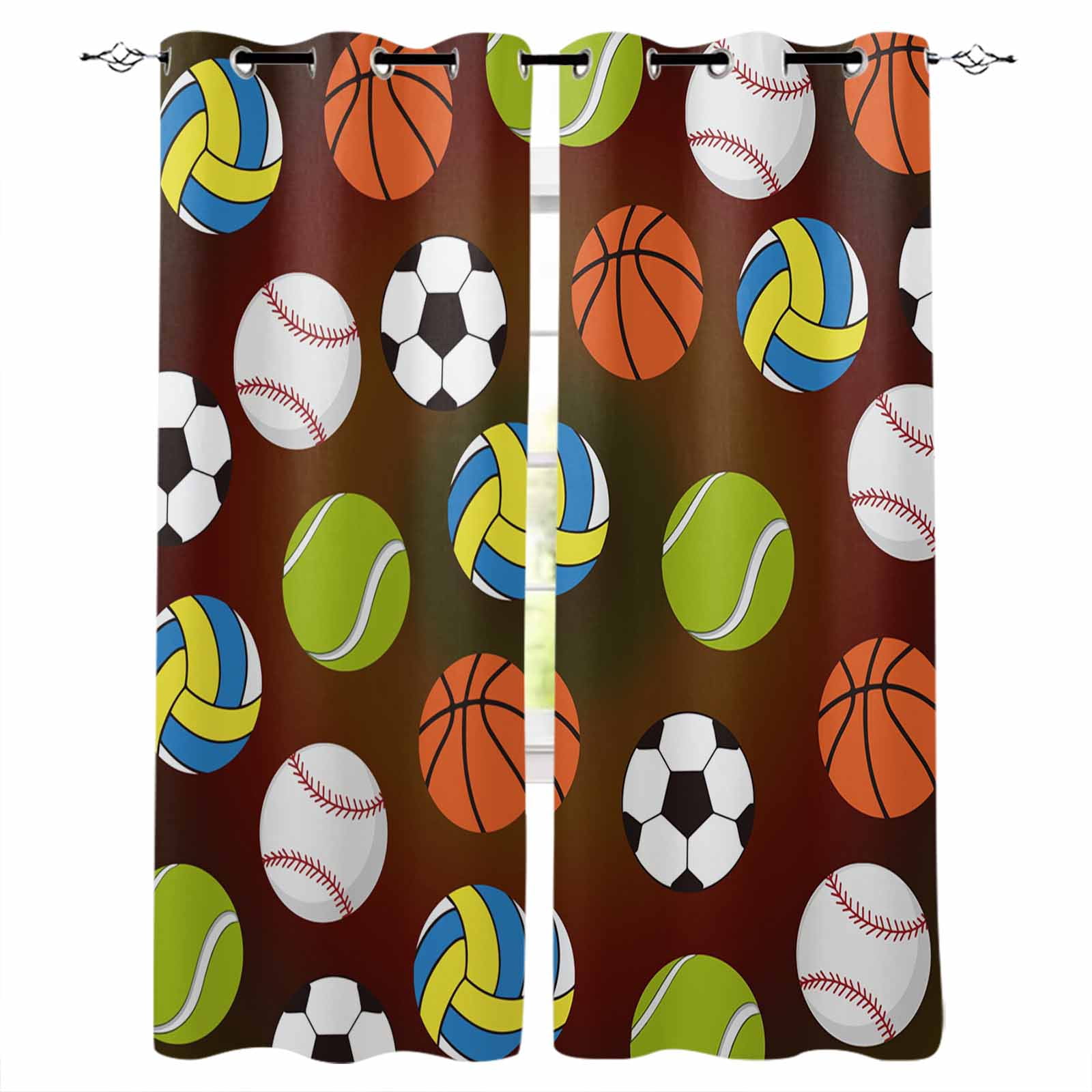 Brown Balls Blackout Curtains for Bedroom/Living Room, Thermal ...