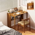 Brown Bamboo Folding Desk For Small Spaces 32.68 Inch Space-Saving ...