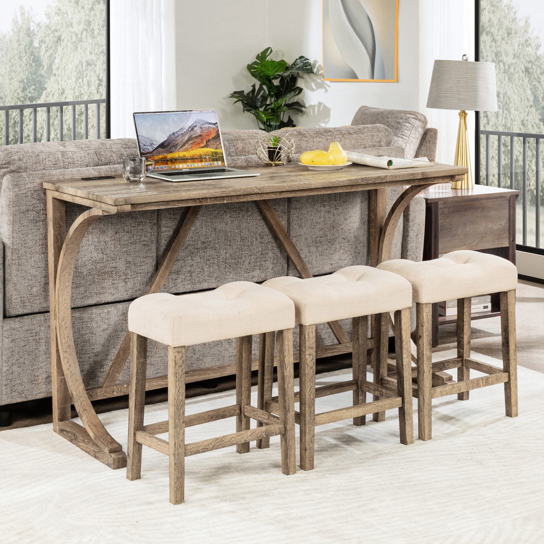 Brown Bar Set - MDF Table Top - Home Offices - Space - Saving Design ...