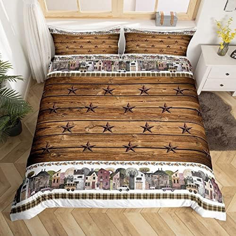 Brown Barn Door Duvet Cover Full Western Country Style Bedding Sets ...